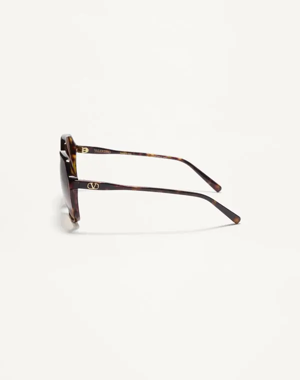 Valentino Garavani Oversized Rectangular Frame Sunglasses - Havana/brown