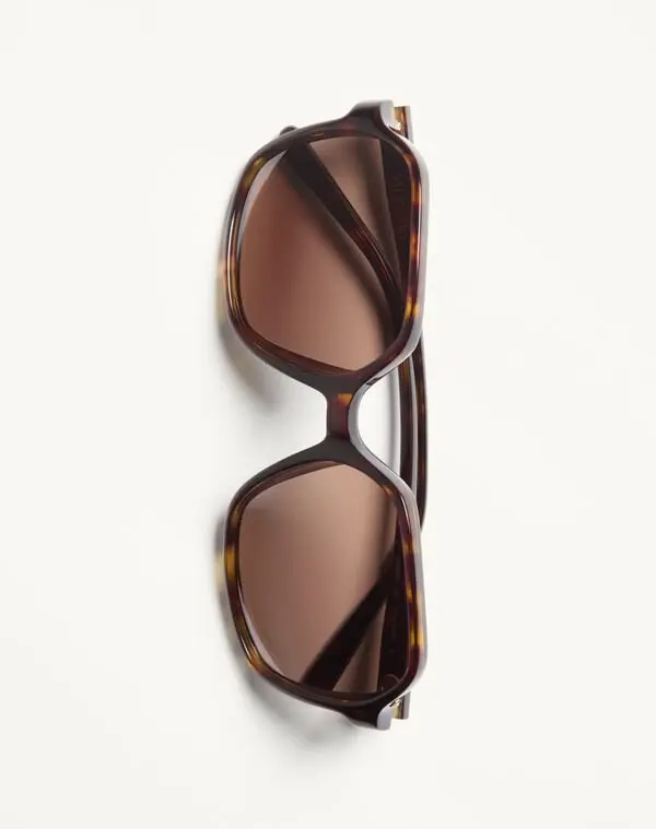 Valentino Garavani Oversized Rectangular Frame Sunglasses - Havana/brown