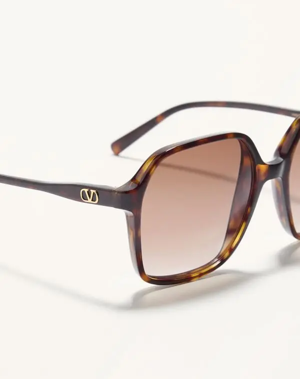 Valentino Garavani Oversized Rectangular Frame Sunglasses - Havana/brown