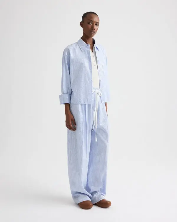 TWP Pj Pant In Micro Triple Stripe - Blue / Midnight