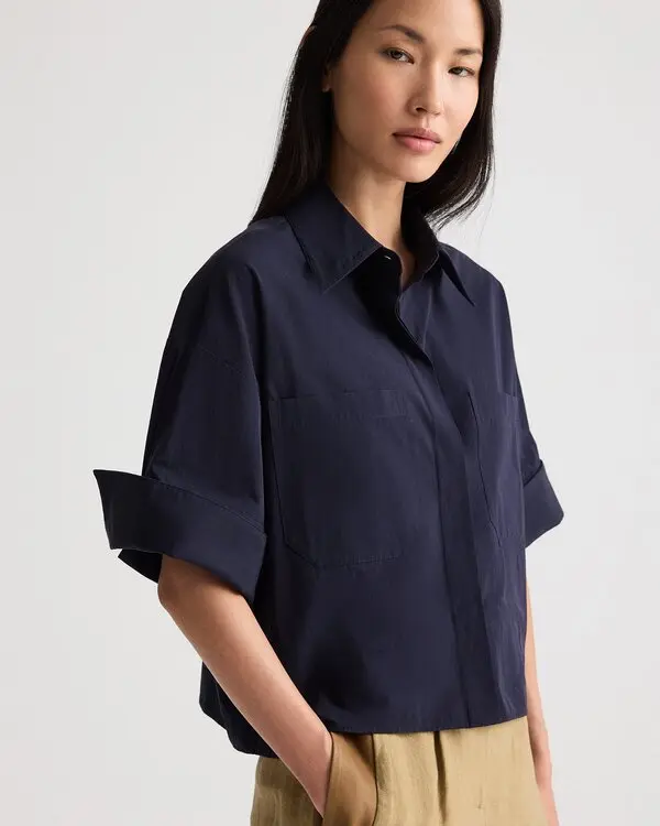 TWP My Newest Mistake Shirt In Cotton Shirting - Midnight
