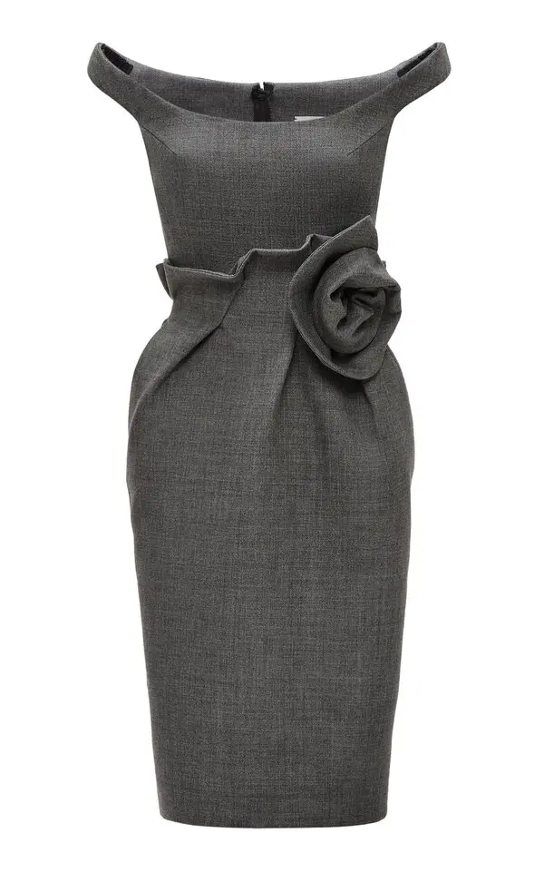 Magda Butrym Rosette-detailed Wool-silk Midi Dress