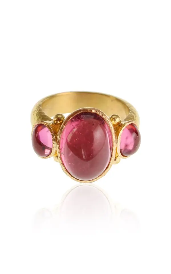 ELIZABETH LOCKE JEWELS 19k Yellow Gold Tourmaline Ring - Pink