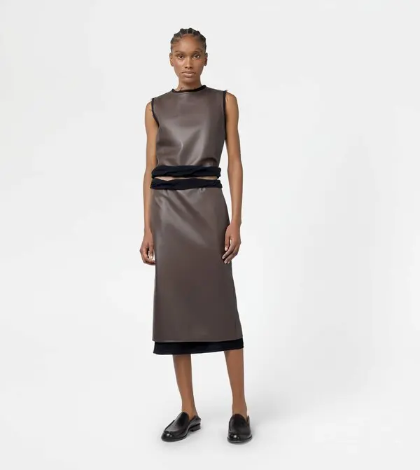 TOD'S Leather Midi Skirt