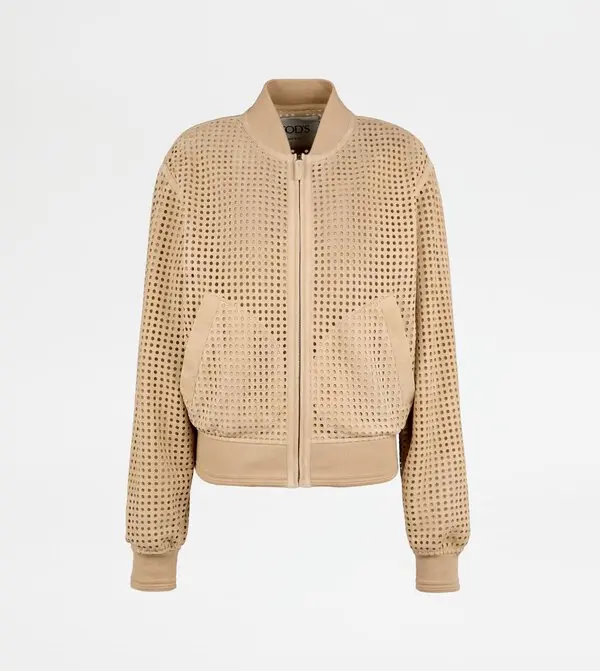 TOD'S Relaxed-fit Bomber Jacket In Pashmy Suede