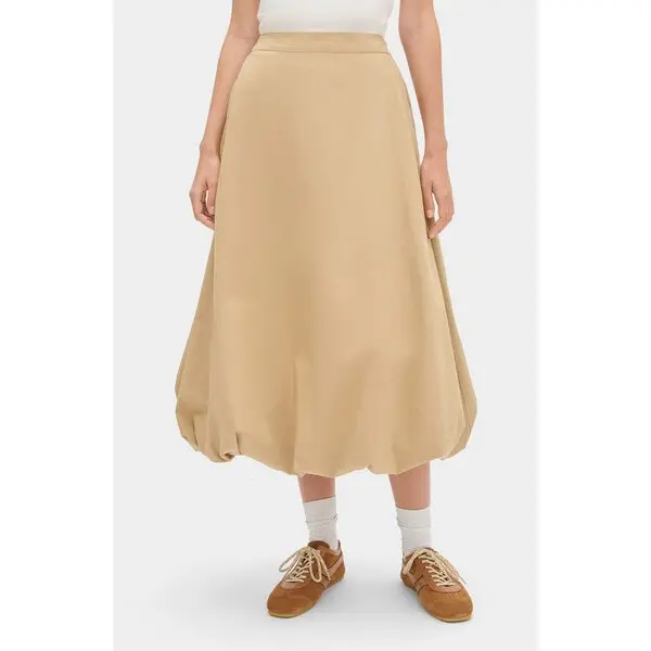 ALIGNE Organic Cotton Bubble Midi Skirt - Camel