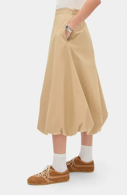 ALIGNE Organic Cotton Bubble Midi Skirt - Camel