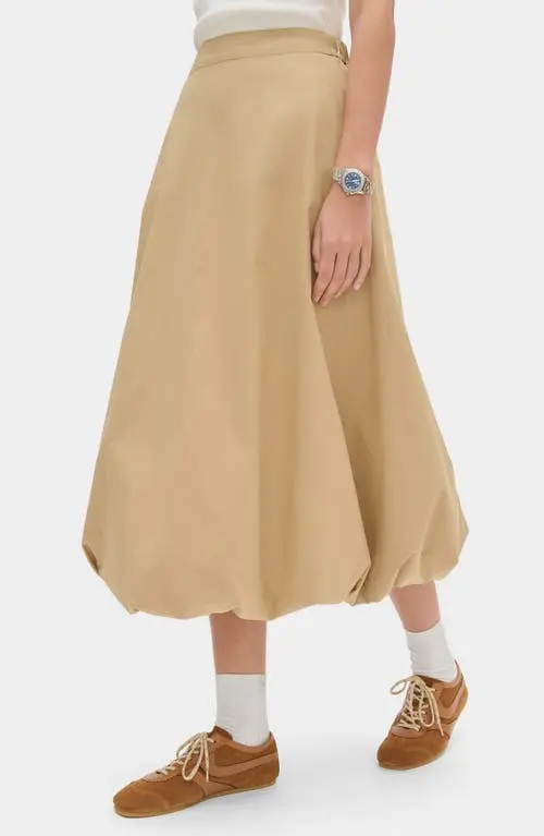 ALIGNE Organic Cotton Bubble Midi Skirt - Camel