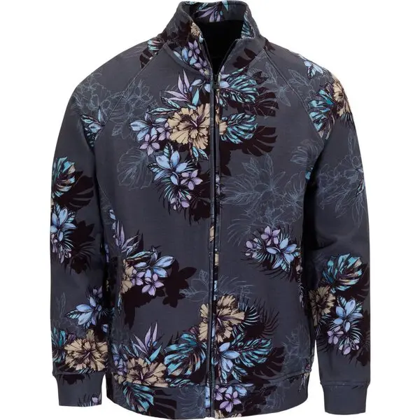 LORDS OF HARLECH Floral Printed Zip Neville Jacket - Exotic Floral Black