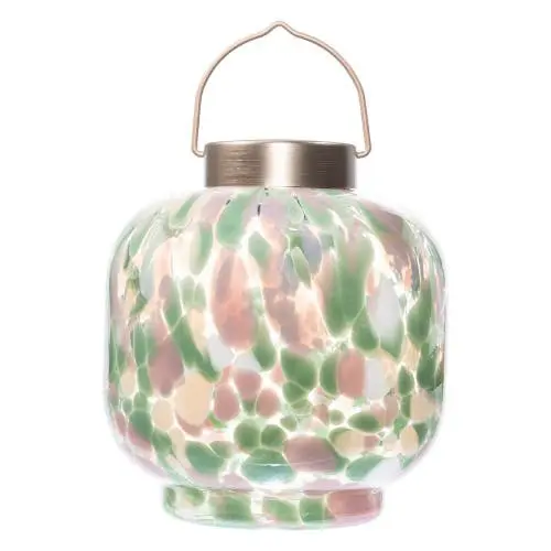 ALLSOP HOME & GARDEN Cabin Solar Lantern Handblown Glass - Summer Garden
