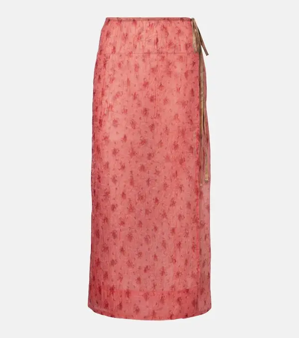 GANNI Printed Organza Wrap Skirt