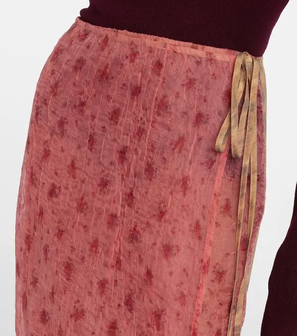 GANNI Printed Organza Wrap Skirt