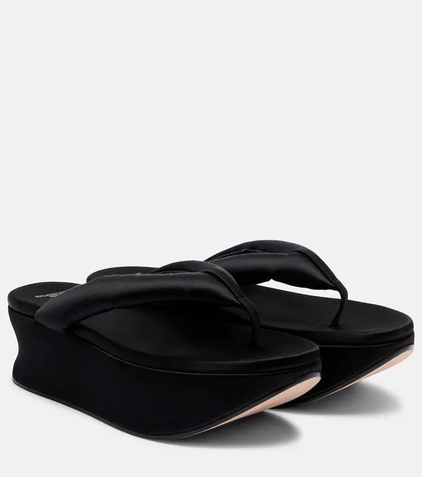 Balenciaga Gaeta Satin Wedge Thong Sandals