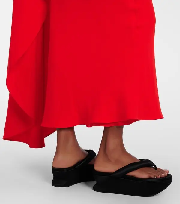 Balenciaga Gaeta Satin Wedge Thong Sandals