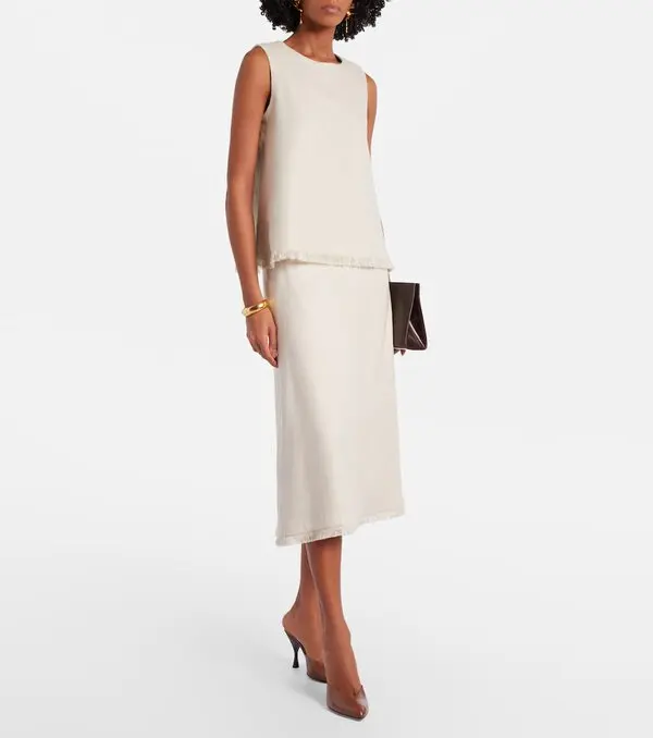 Max Mara Manika Linen And Cotton Sleeveless Top