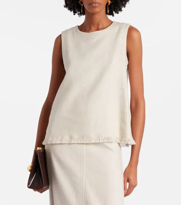 Max Mara Manika Linen And Cotton Sleeveless Top