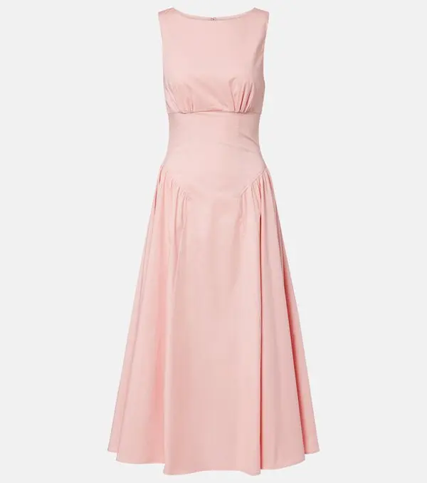 Staud Gwen Cotton Poplin Midi Dress