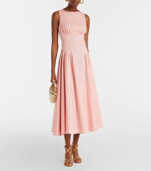 Staud Gwen Cotton Poplin Midi Dress