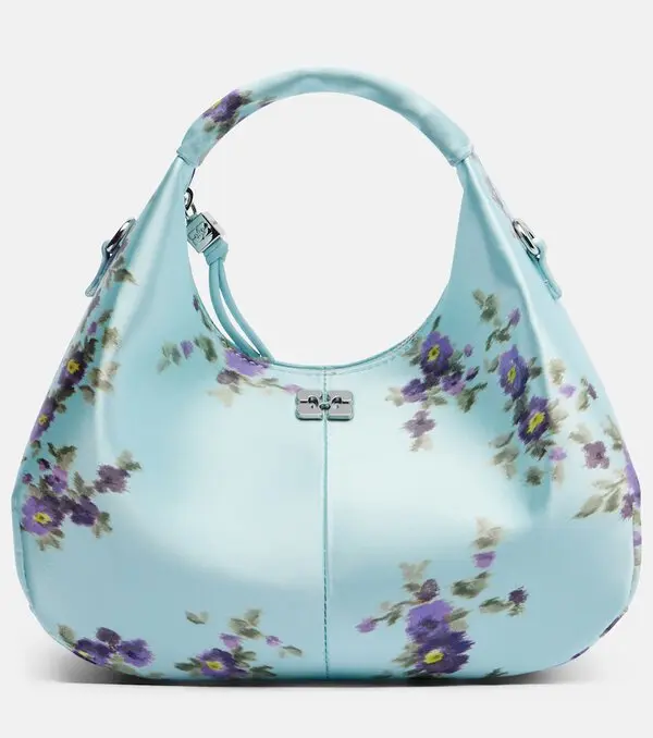 GANNI Mini Floral Satin Top-handle Bag