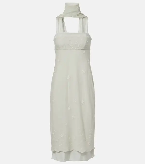 Posse Cove Embroidered Midi Dress - Green