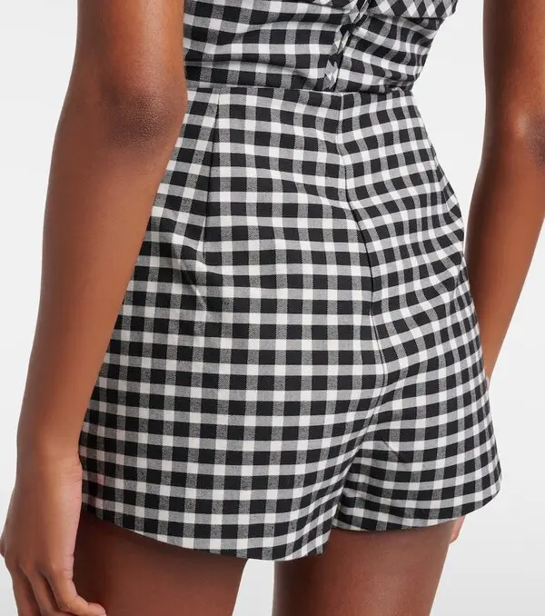 Posse Chiara Gingham Cotton-blend Shorts - Black