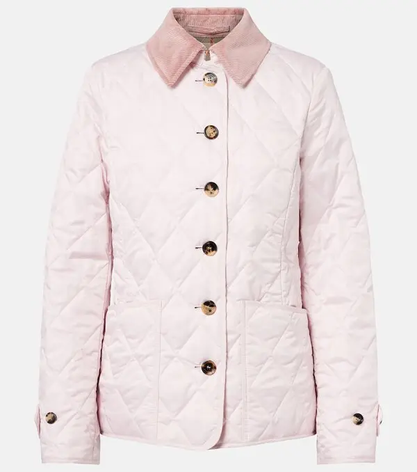 Burberry Corduroy-trimmed Quilted Jacket - Pink