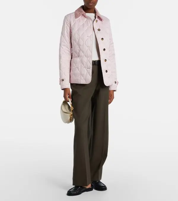 Burberry Corduroy-trimmed Quilted Jacket - Pink