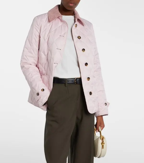 Burberry Corduroy-trimmed Quilted Jacket - Pink