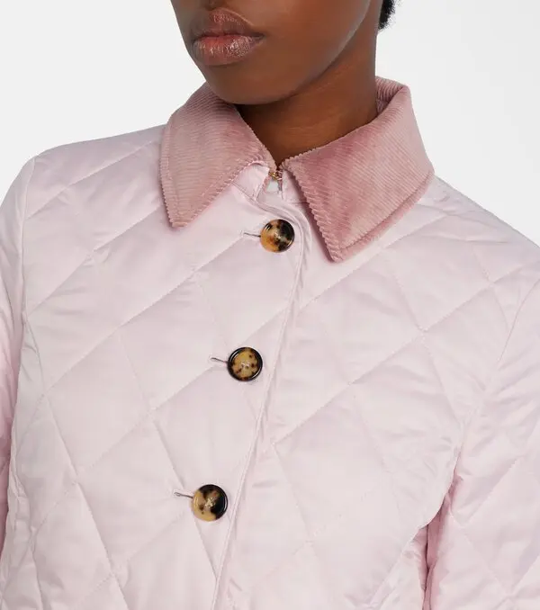 Burberry Corduroy-trimmed Quilted Jacket - Pink