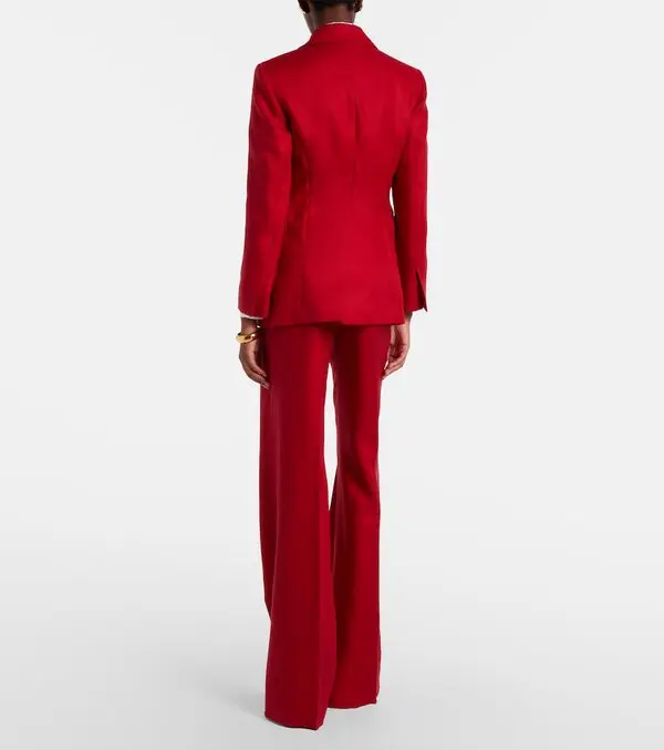 Max Mara Badesse Linen Wide-leg Pants - Red
