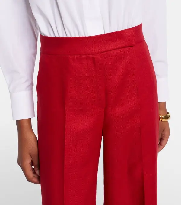 Max Mara Badesse Linen Wide-leg Pants - Red