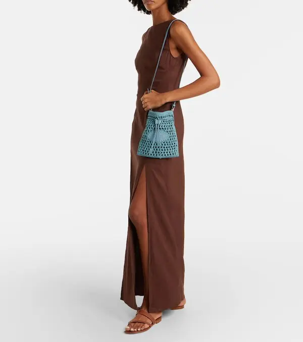TOD'S Mini Raffia-effect Bucket Bag - Blue