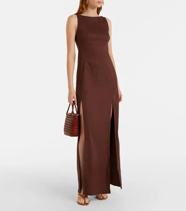 Staud Costa Linen-blend Maxi Dress