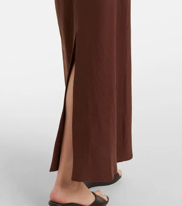 Staud Amelie Linen-blend Midi Dress - Brown