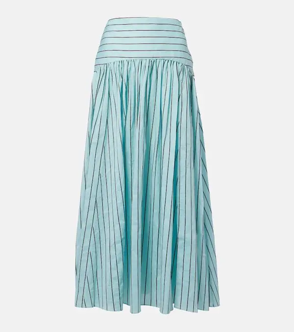 Staud Procida Striped Cotton-blend Maxi Skirt - Multicoloured