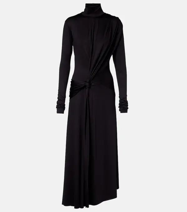 Victoria Beckham Gathered Turtleneck Midi Dress - Black