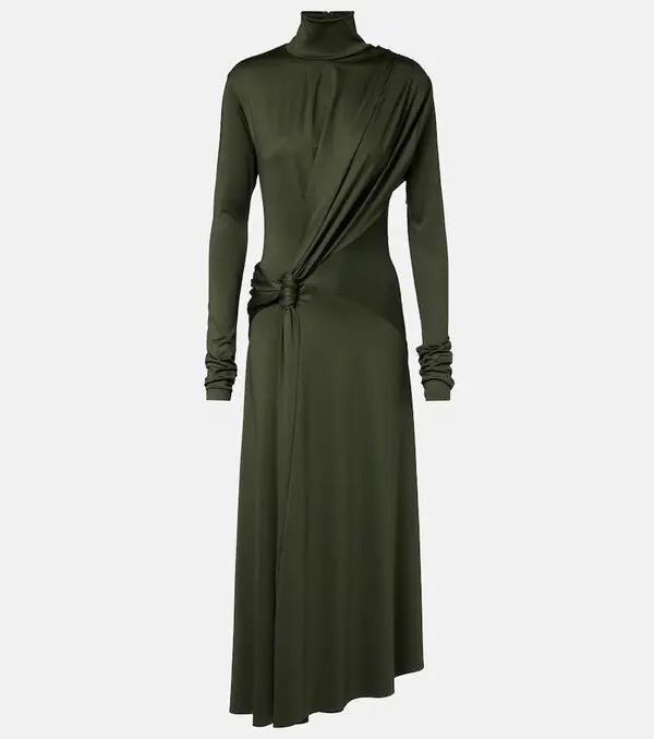 Victoria Beckham Gathered Turtleneck Midi Dress - Green