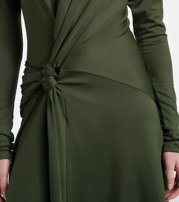 Victoria Beckham Gathered Turtleneck Midi Dress - Green