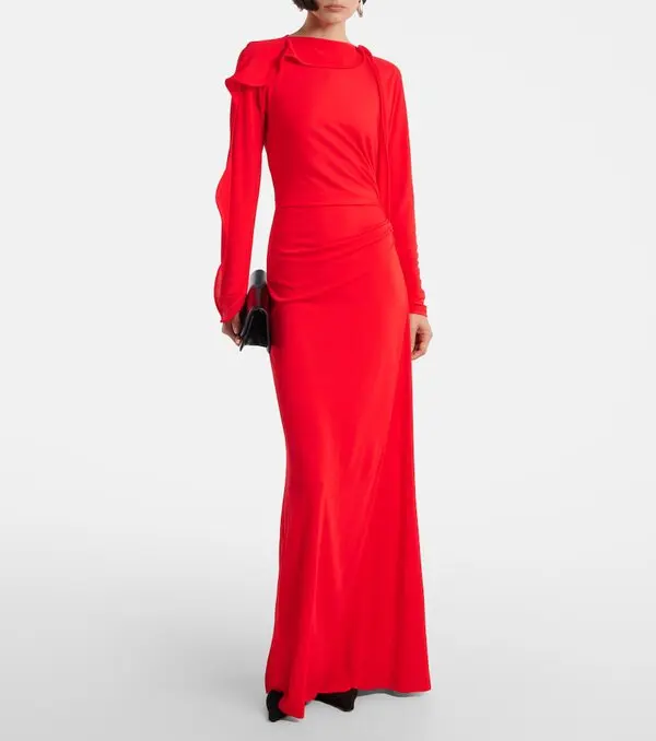 Victoria Beckham Draped Maxi Dress - Red