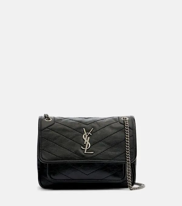 Saint Laurent Niki Mini Embellished Leather Crossbody Bag - Black