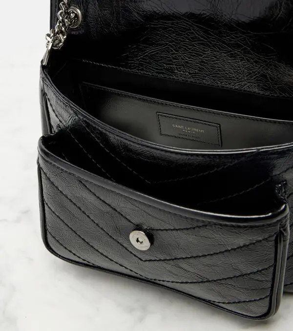 Saint Laurent Niki Mini Embellished Leather Crossbody Bag - Black