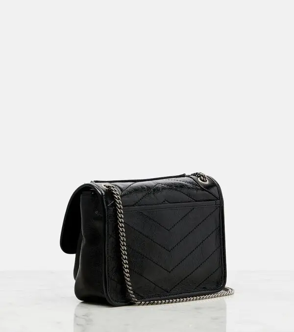 Saint Laurent Niki Mini Embellished Leather Crossbody Bag - Black
