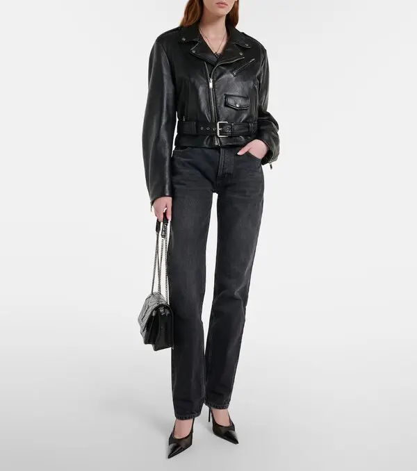 Saint Laurent Niki Mini Embellished Leather Crossbody Bag - Black