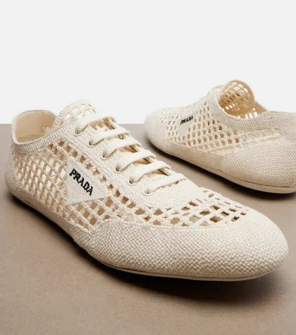 Prada Collapse Crochet Sneakers - White