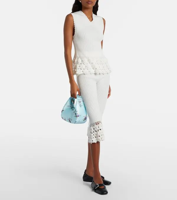 GANNI Mini Floral Satin Top-handle Bag - Blue