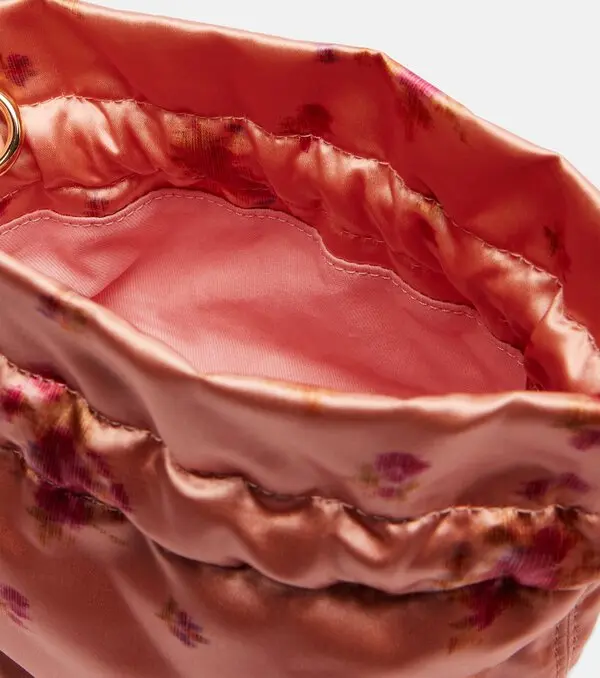 GANNI Floral Satin Pouch - Pink