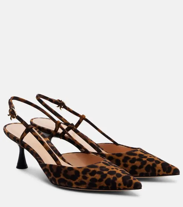 GIANVITO ROSSI Ascent Leopard-print Slingback Pumps - Brown