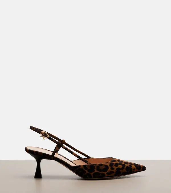 GIANVITO ROSSI Ascent Leopard-print Slingback Pumps