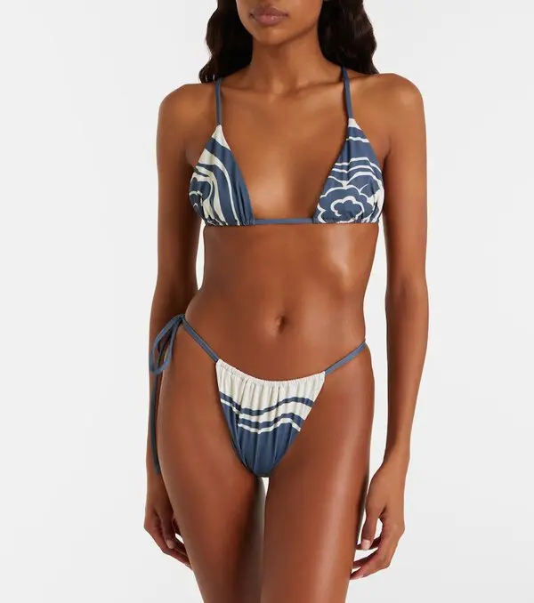 SIR. Lilou Printed Bikini Bottom - Blue