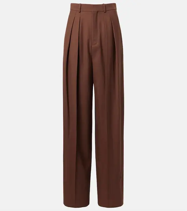 Saint Laurent Pleated Wool Gabardine Wide-leg Trousers